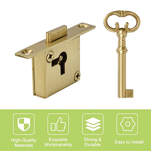 UFURMATE Vintage Lock with Key, 1 Pack Gold Cabinet Lock Set with Key ...