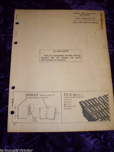 John Deere 890 Side Delivery Rake OEM Parts Manual: John Deere: Amazon ...