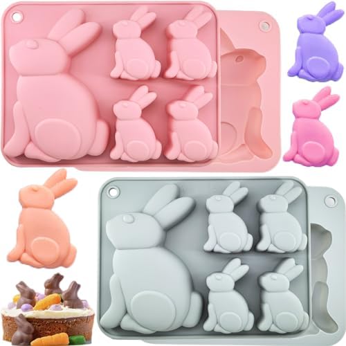 Amazon.com: Easter Bunny Rabbit Chocolate Mold 3D Rabbit Candy Moulds ...