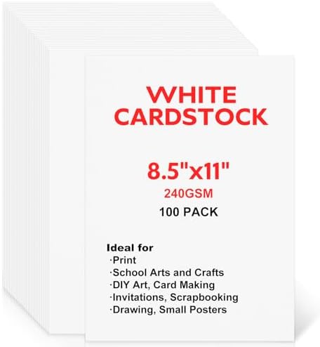 Amazon.com : White Cardstock 8.5 x 11 in, 240GSM Card Stock Bulk for ...