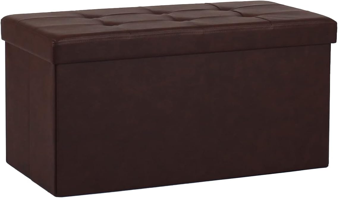 CROWN FAUX LEATHER DIAMANTE OTTOMAN TOY STORAGE BLANKET BOX (BLACK ...