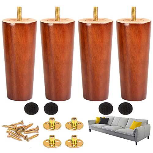 Eidoct Solid Wood Furniture Legs Set 4 PCS Cone Shaped Cabinet Legs ...