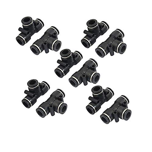 10pcs Pneumatic 10mm to 10mm Push in Connector Tee Shaped Quick ...