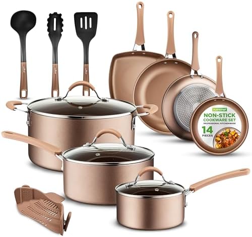 Amazon.com: NutriChef Metallic Nonstick Ceramic Cooking Kitchen ...