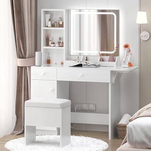 Tocador Vanity con Espejo Luz LED Mueble para Maquillaje Minimalista ...