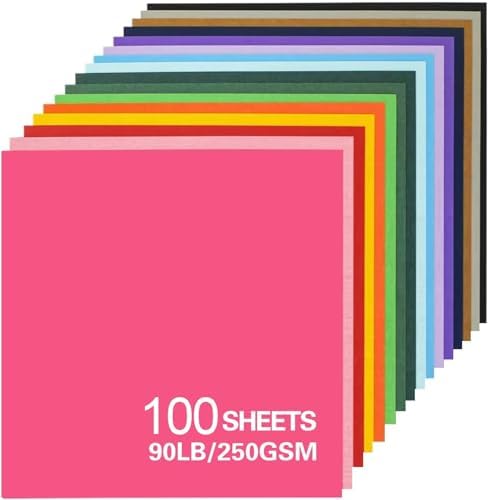 Amazon.com : 12x12 Cardstock 100sheets Colored Cardstock Assorted 24 ...