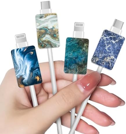 DiyGody Cable Protector for iPhone Type-c, Unique Luxury Marble Pattern ...