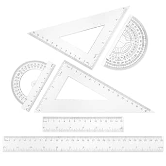 DSLSQD 6 Pieces Ruler Set Includes Protractor Triangle Rulers and 12 ...