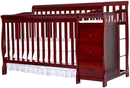 Amazon.com: Pemberly Row 5-in-1 Convertible Crib with Changer in Cherry ...