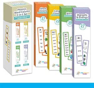 2-in-1 Phonics Flash cards with Phonetic Word Column List - Teaches ...