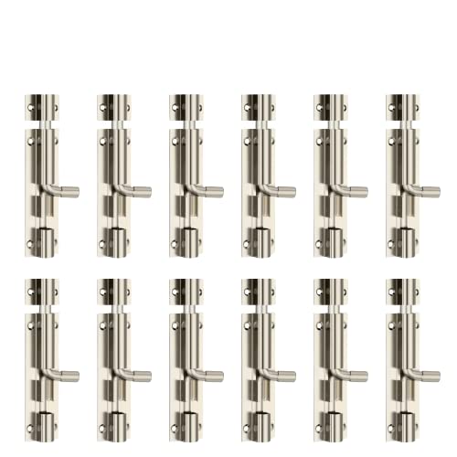 Door Eye Aluminium Tower Bolt 10MM Finish -SS Pack of 12 (4 Inch, SS ...