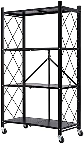 Amazon.com: TOOLF 4-Tier Foldable Shelving Unit, Freestanding Metal ...