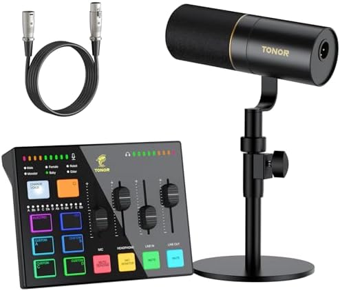 Amazon.com: TONOR Podcast Equipment Bundle, Gaming Audio Interface and ...