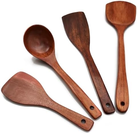 Amazon.com: MornHalo Kitchen 5 Pcs Wooden Spoons For Cooking-Non Stick ...