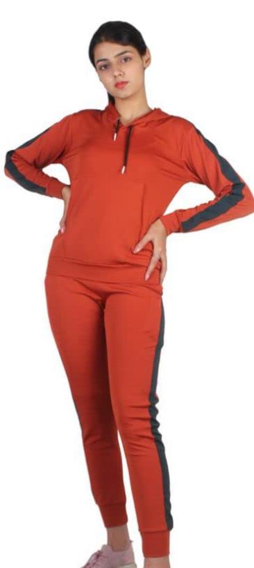 Buy track suit set for woman (tshirt+track) SIDE STRIP - RED at Amazon.in