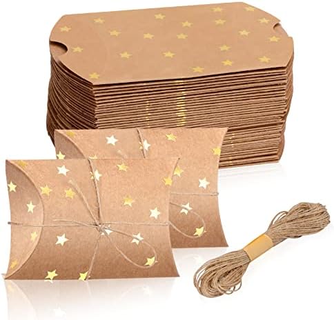 Amazon.com: Black Kraft Paper Pillow Box Candy Treat Box Kit Gift Boxes ...