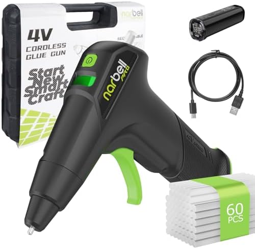 Cordless Hot Glue Gun Kit with 60 Pcs Sticks, 12s Preheating, Anti-Drip ...