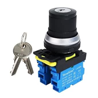 Amazon.com: 30mm Key Rotary Switch On Off LA36M Latching Self Locking ...
