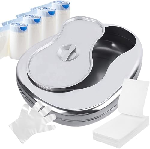 Amazon.com: Stainless Steel Bed Pan Set with 60 Bedpan Liners ...