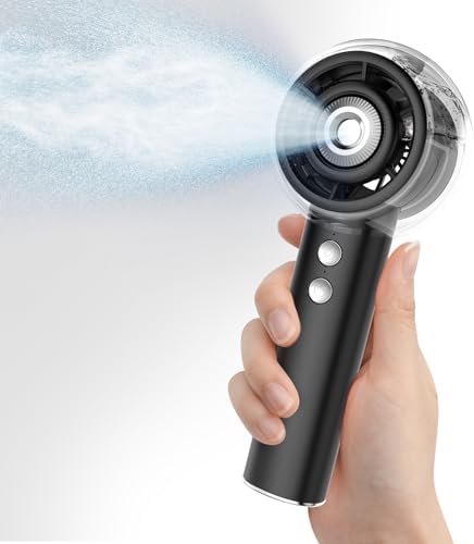 Portable Misting Fan, Handheld Turbo Fan with Mist, 6000mAh Battery ...