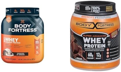 Amazon.com: Body Fortress 100% Whey, Premium Protein Powder, Cookies N ...