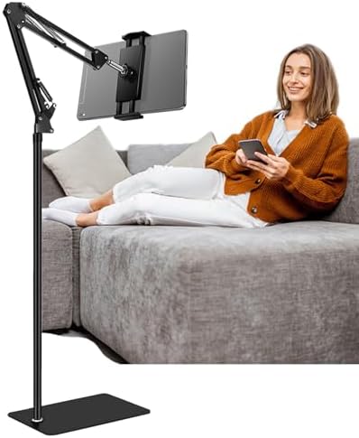 iPad Tablet Floor Stand, Overhead Phone Mount - Adjustable Angle Height ...