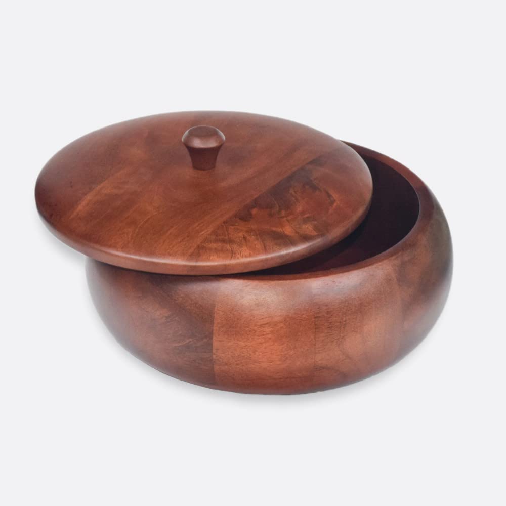 Buy Brick Brown ® Handcrafted Premium Mahogany Finish Roti Casserole ...