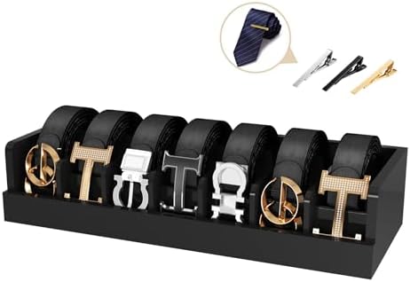 Amazon.com: Belt Storage Organizer Box - 7 Grids Bamboo Belt Organizer ...