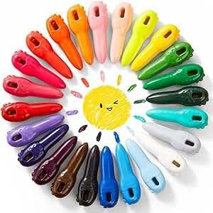 Mess Free Crayons for Toddlers, 24 Colors Baby's First Washable Jumbo ...