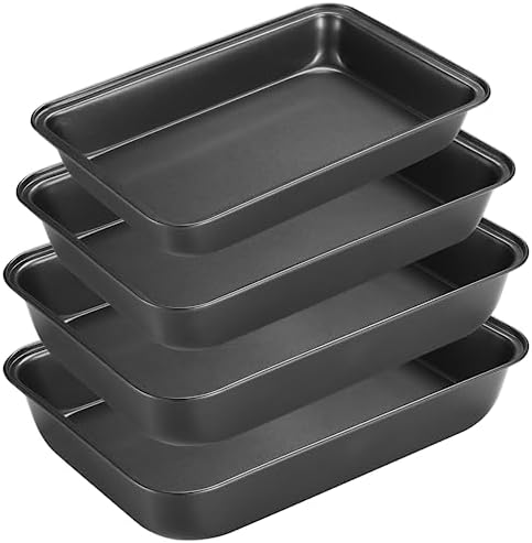 EVADOW 4 Pack Non Stick Oven Baking Tray Set Heavy Duty Black Carbon ...