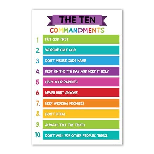 Amazon.com: The Ten Commandments Posters, Kids Scripture Poster, Church ...