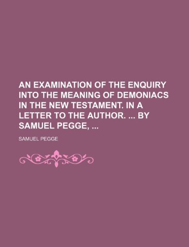 『An Examination of the Enquiry Into the Meaning of Demoniacs - 読書メーター