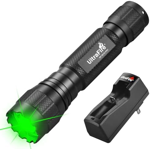 ULTRAFIRE Green Hunting LED Flashlight, 10W Single Mode Green Light ...