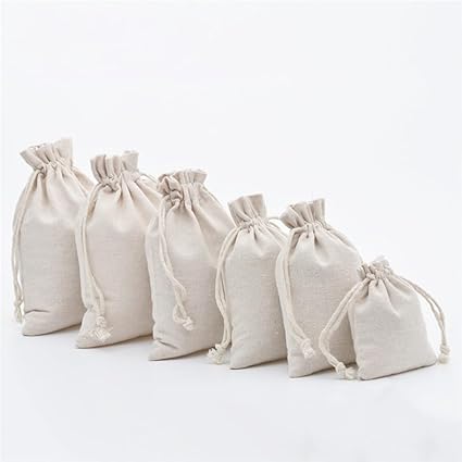 Amazon.com: BROSBRSS Muslin Burlap Bags Cotton Drawstring Canvas Linen ...