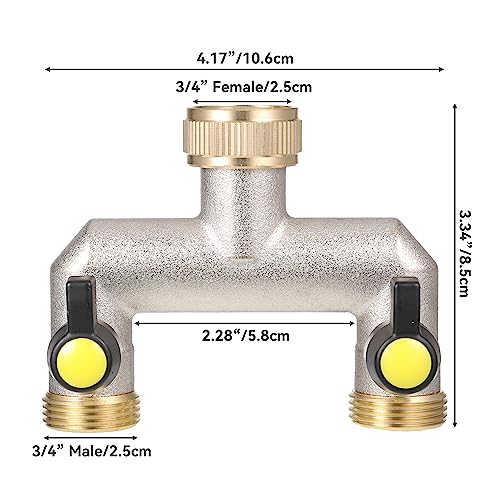 2 Way Brass Tap Splitter 3/4 Inch Garden Hose Pipe Adapter Hose Tap ...