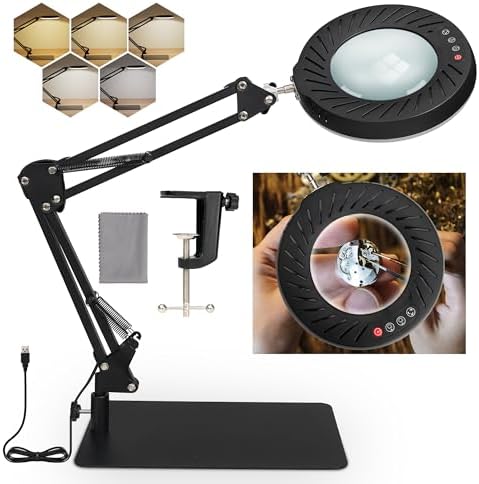 10X Magnifying Glass with Light and Stand, 5-Color Mode, Seamless ...
