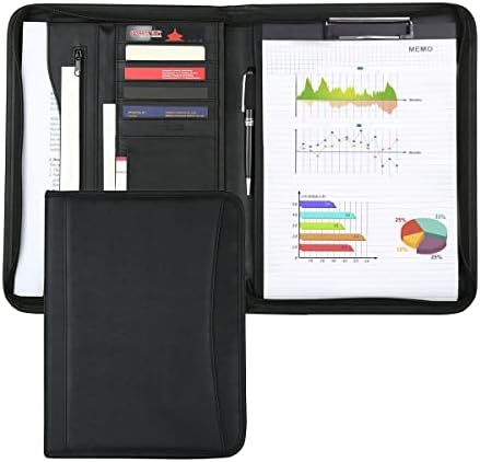 JAKAGO A4 Document Case,Conference Folder with Zip and Handle,Notepad ...