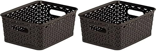 Curver My Style Medium Rectangular Storage Basket, Dark Brown, 13 Litre ...