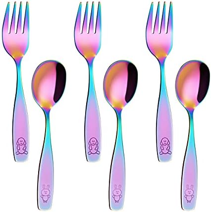 Amazon.com | Kids Silverware, Poylim Stainless Steel Children Flatware ...