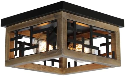 Amazon.com: eyassi Wooden Flush Mount Ceiling Lights, 4-Light ...