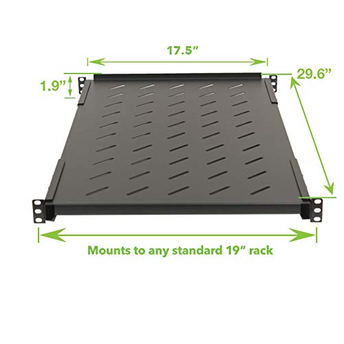 Snapklik.com : Vented 4-Post Shelf, Adjustable, Black, 750 Mm Depth, 1U ...