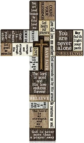 Amazon.com: Wooden Cross Wall Decor 14 Inch Christians Wall Art Sign ...