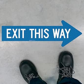 Exit This Way Right Arrow, 6x18 Inches, Floor Decal Anti-Slip Adhesive ...