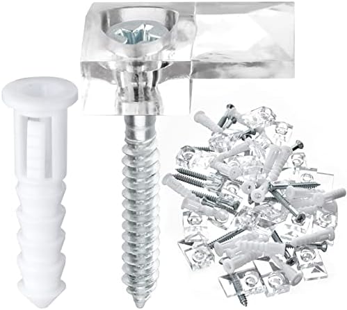 20 Pack 3-4mm Frameless Mirror Holder Clips Clear Mirror Mounting Clip ...