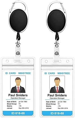 Beliky Heavy Duty Retractable Badge Holder with Waterproof Zip Lock ...