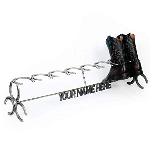Amazon.com: Rustic Custom Name Horseshoe Boot Rack - The Heritage Forge ...