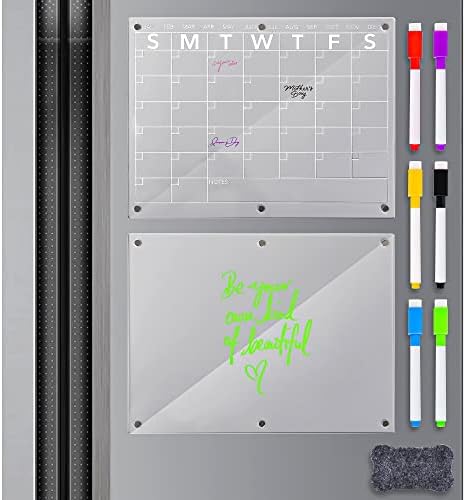 Amazon.com : Acrylic Magnetic Fridge Calendar & Weekly Planner Monthly Dry Erase Board for ...