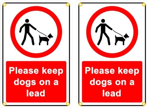 Plastic Keep Dogs on Lead Signs, 200mm x 300mm, Pack of 2, with Eyelets ...