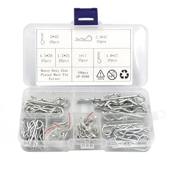 100Pcs R Clips, Cotter Pins, R Clip, Hair Pins Zinc Plated Steel Split ...