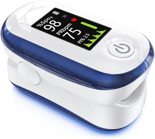 Amazon.com: Alecaremed Pulse Oximeter, 4 Color OLED Highlight Oxygen ...